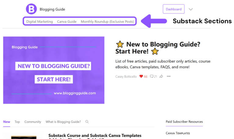 Substack Sections - Blogging Guide