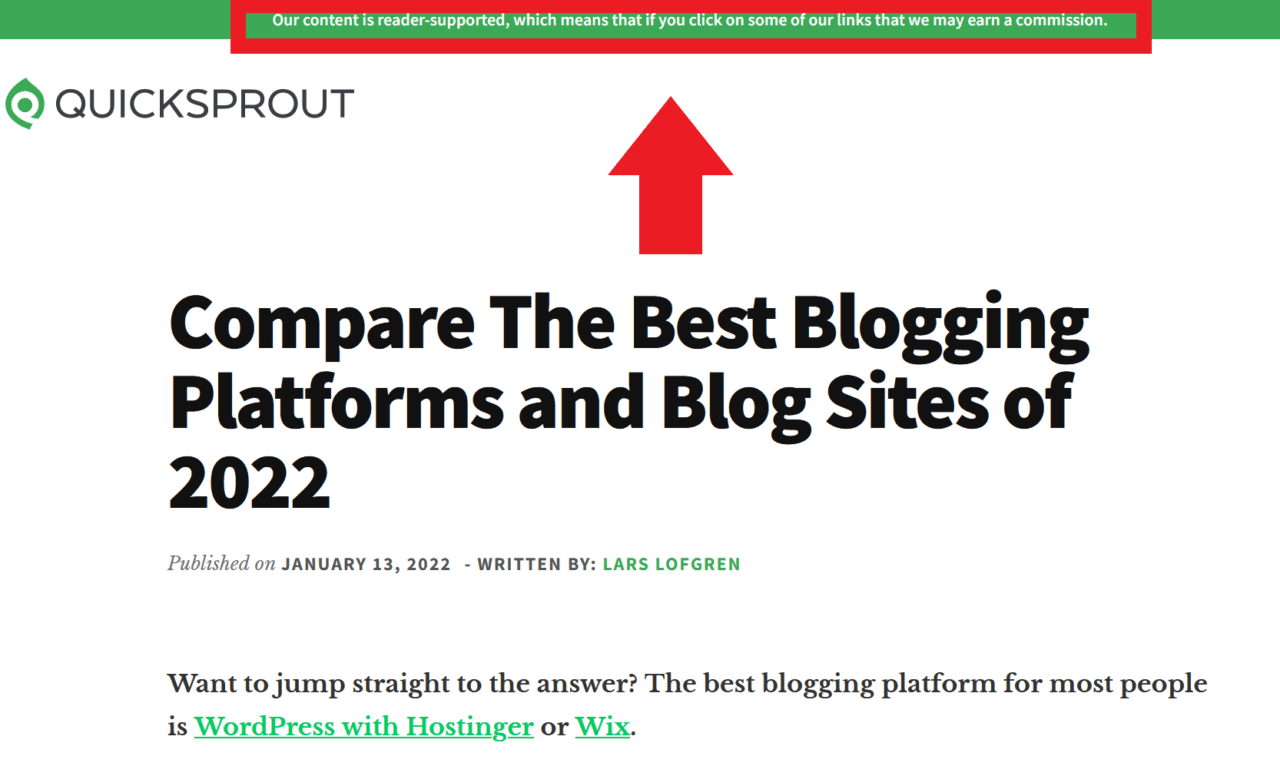 Affiliate Disclosure Examples for Blog Posts - Blogging Guide