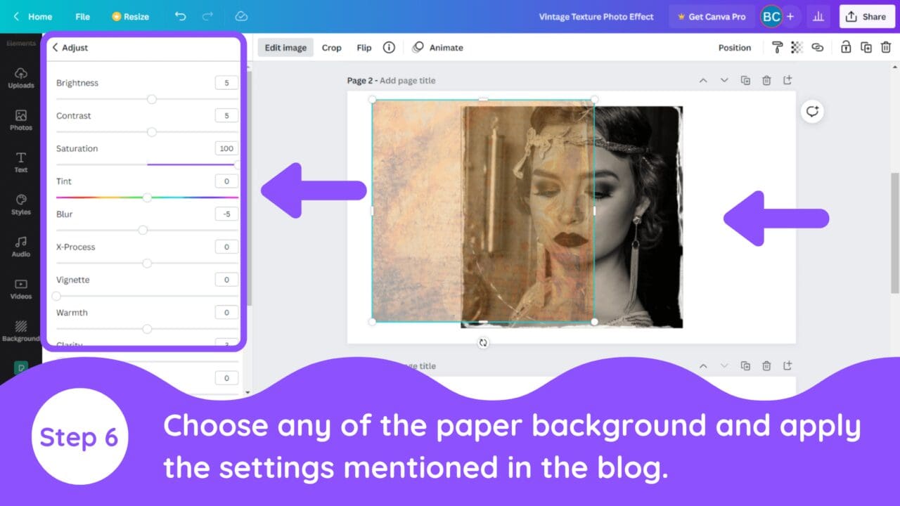 How to Create a Textured Vintage Photo Effect in Canva - Blogging Guide