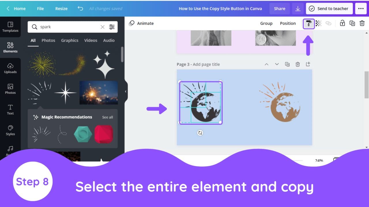 How to Use the Copy Style Button in Canva (Paint Brush) - Blogging Guide