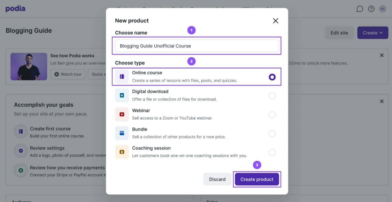 How to Create a Course on Podia - Blogging Guide
