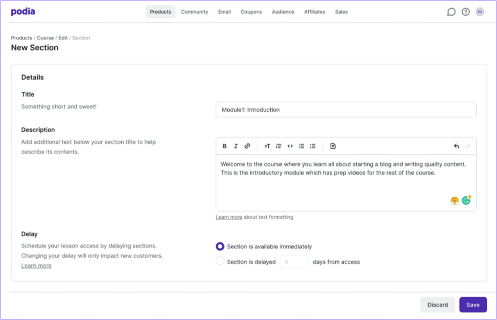 How to Create a Course on Podia - Blogging Guide